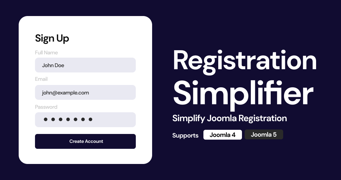 Joomla Registration Simplifier - Remove Unnecessary Fields